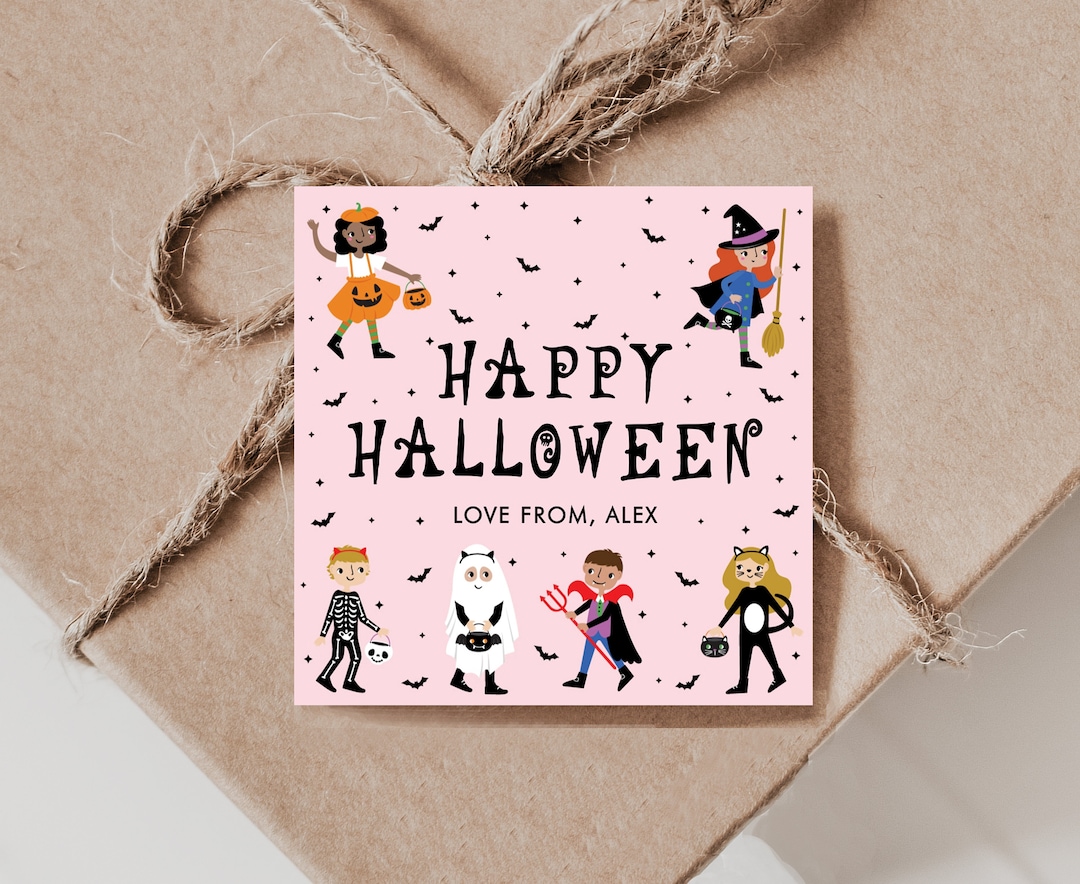 Editable Custom Kids Halloween Favor Tags, Kids Halloween Birthday Tags ...