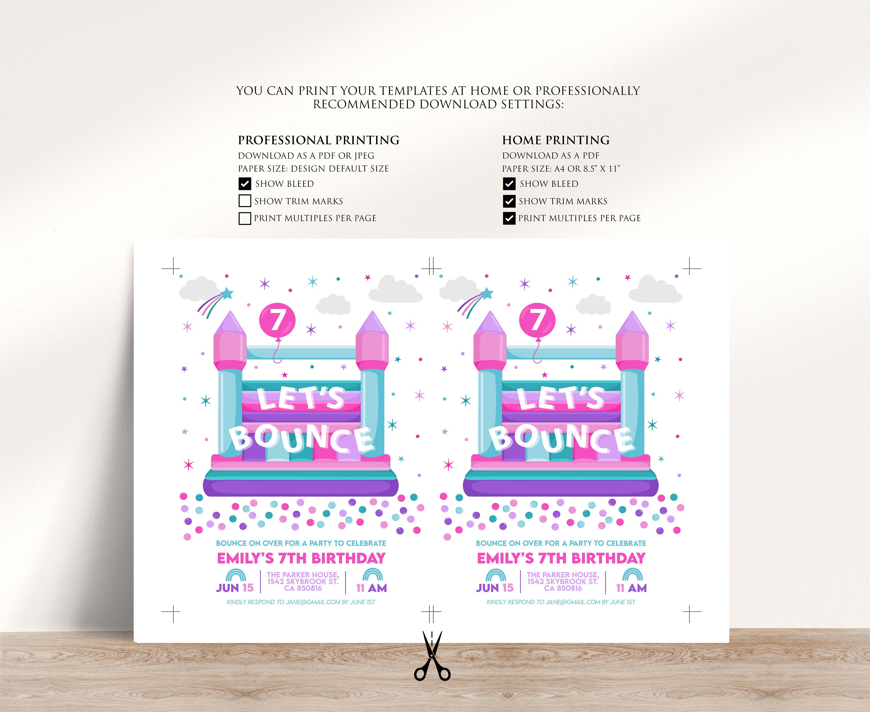 Bounce House Birthday Invitation Bouncy Castle Party - Etsy