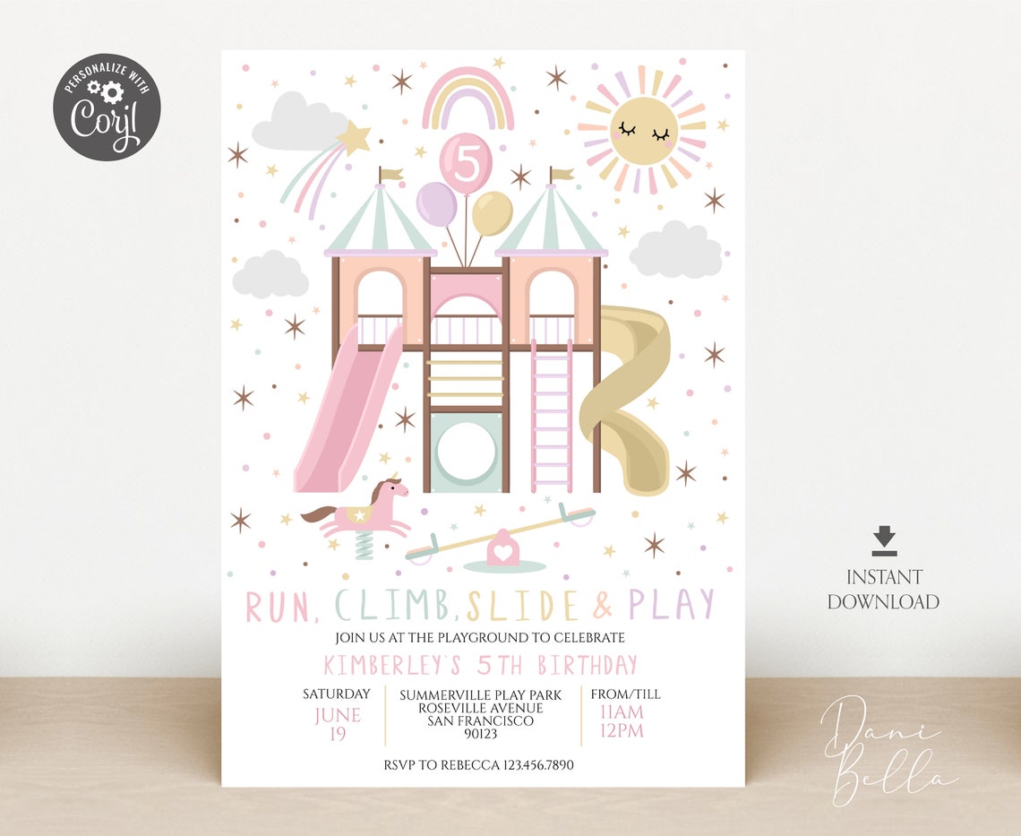 Playground Birthday Party Invitation Park Party Invite Park | Etsy