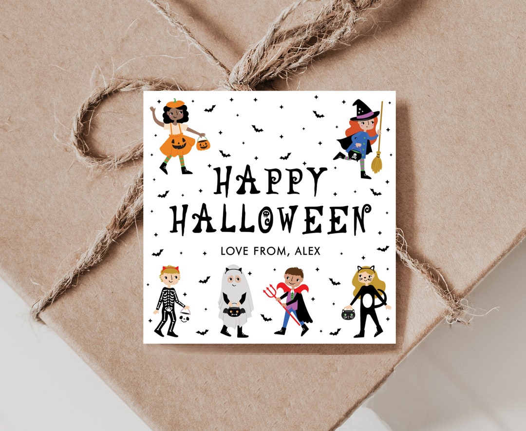 Editable Custom Kids Halloween Favor Tags, Kids Halloween Birthday Tags ...