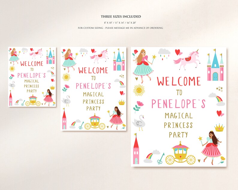 Princess Welcome Sign Editable Princess Birthday Sign | Etsy