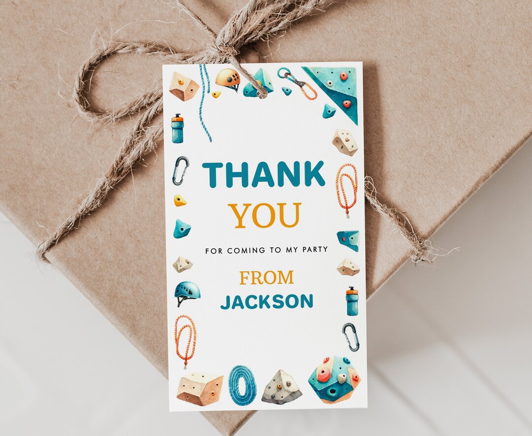 Editable Climbing Birthday Favor Tags Climbing Party Gift Tags Climbing ...