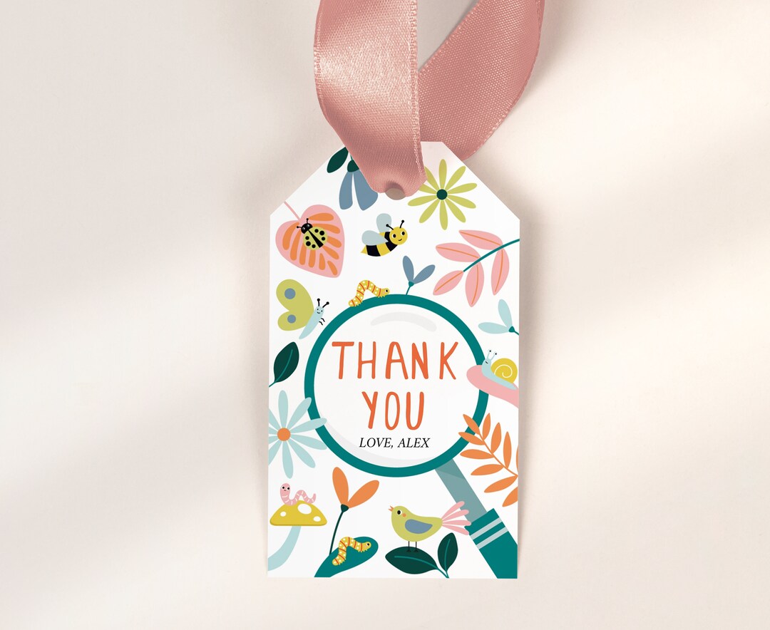Insect Birthday Favor Tags Bugs Thank You Tags Custom Insect - Etsy