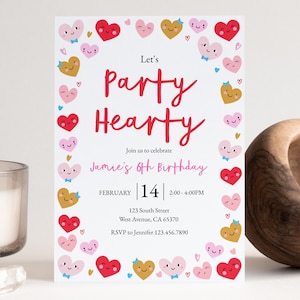 Valentine's Birthday Invitation, Heart Theme, Editable Invite (digital ...