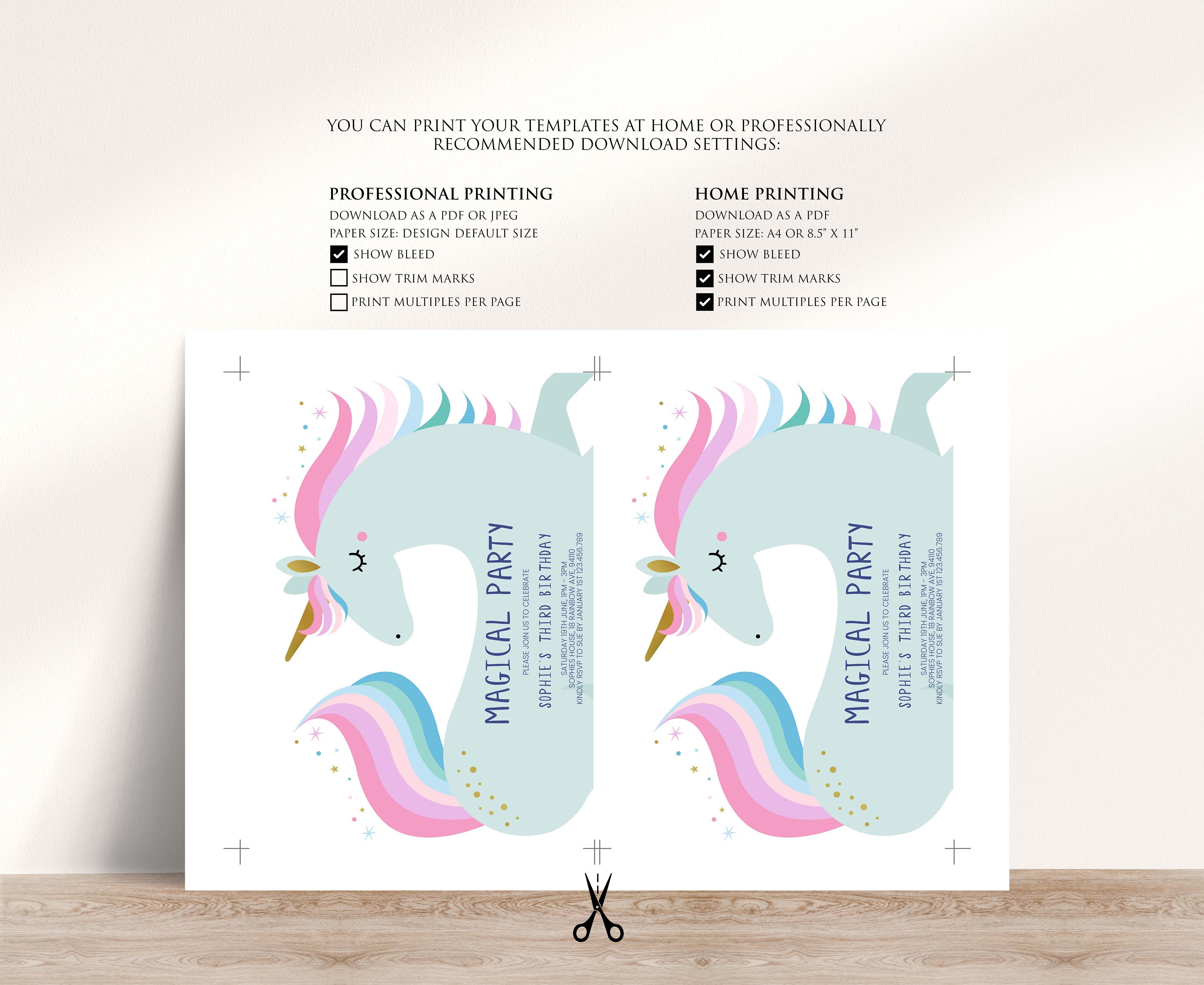 Editable Unicorn Birthday Invitation Unicorn Party Invitation - Etsy