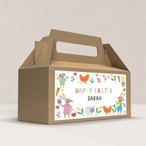 Editable Easter Gable Gift Box Label, Easter Egg Hunt Box Sticker, Printable Easter Box Label ...