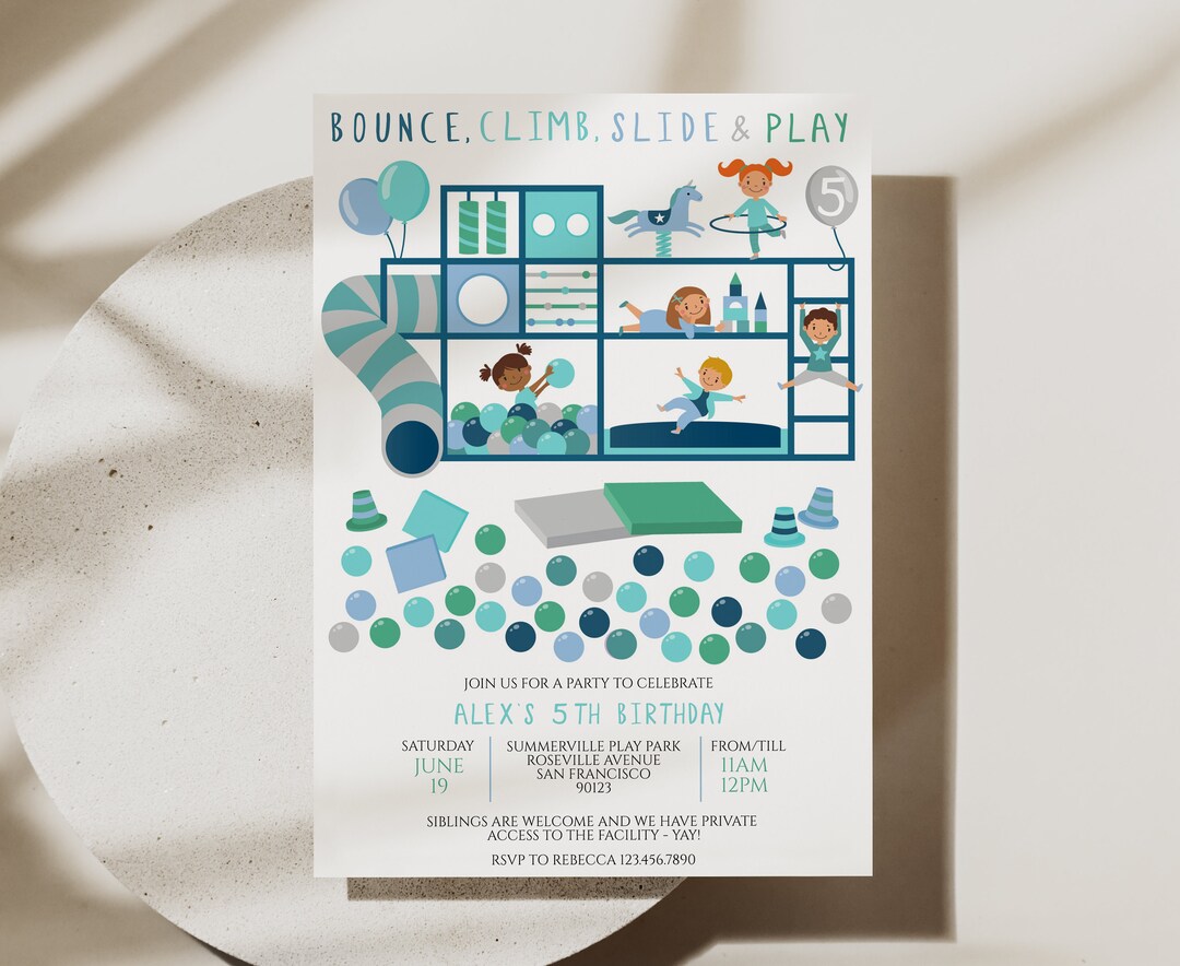 Jungle Gym Invitation Soft Play Invitation Bounce Invitation Jungle Gym ...