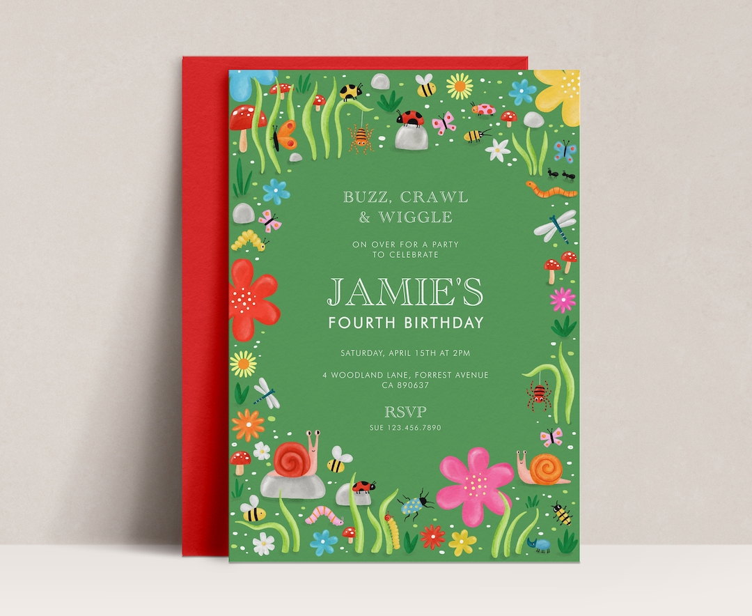 Insect Birthday Invitation, Editable Insect Party Invitation, Bug ...