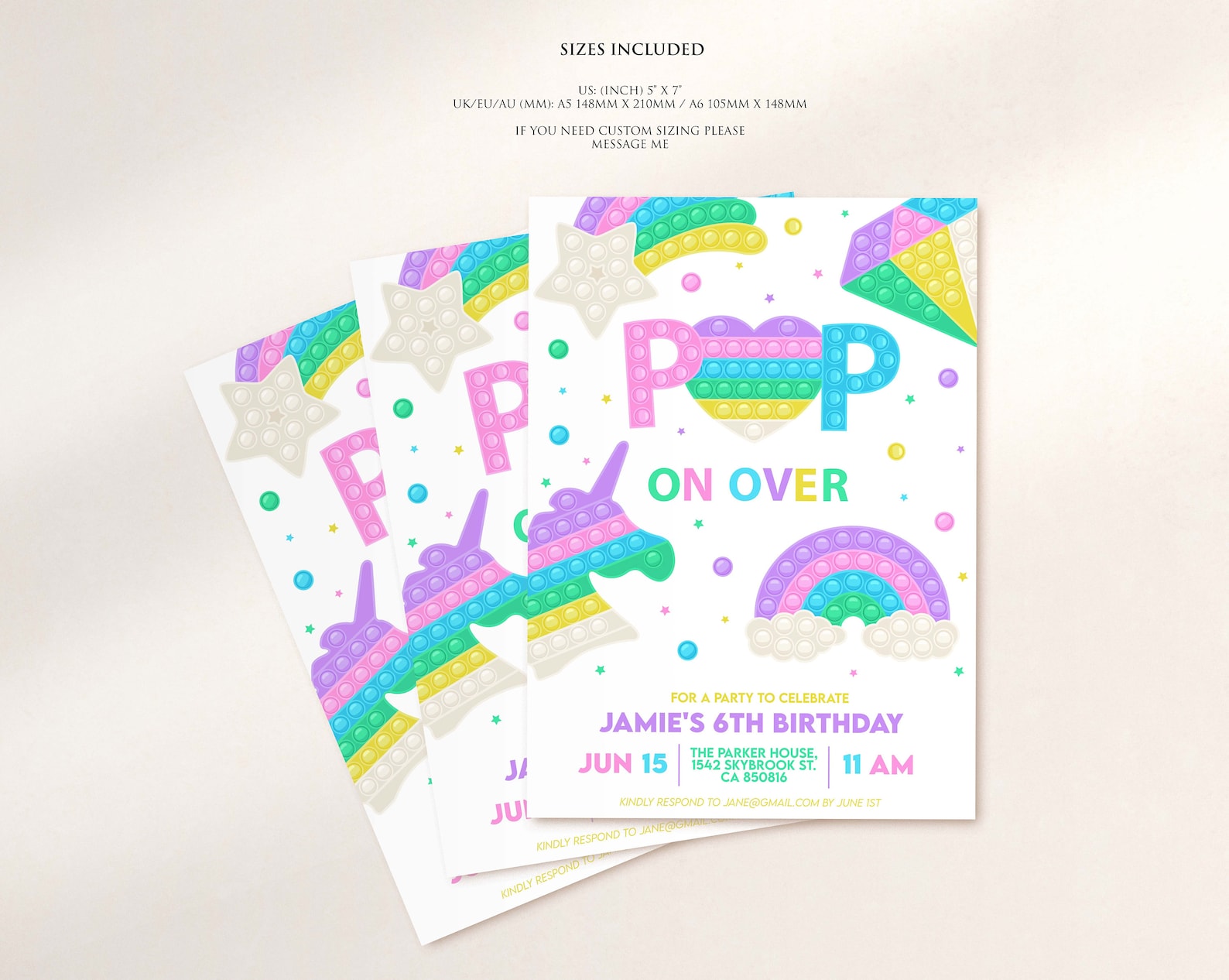 Pop It Birthday Party Invitation Editable Pop It Birthday - Etsy