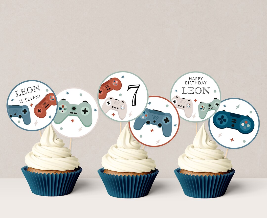 Editable Video Game Birthday Cupcake Toppers (printable) - Etsy