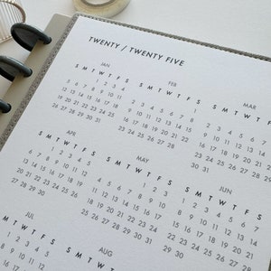 2025 Year-at-a-glance Planner Dashboard Minimalist A5 Insert Planner ...
