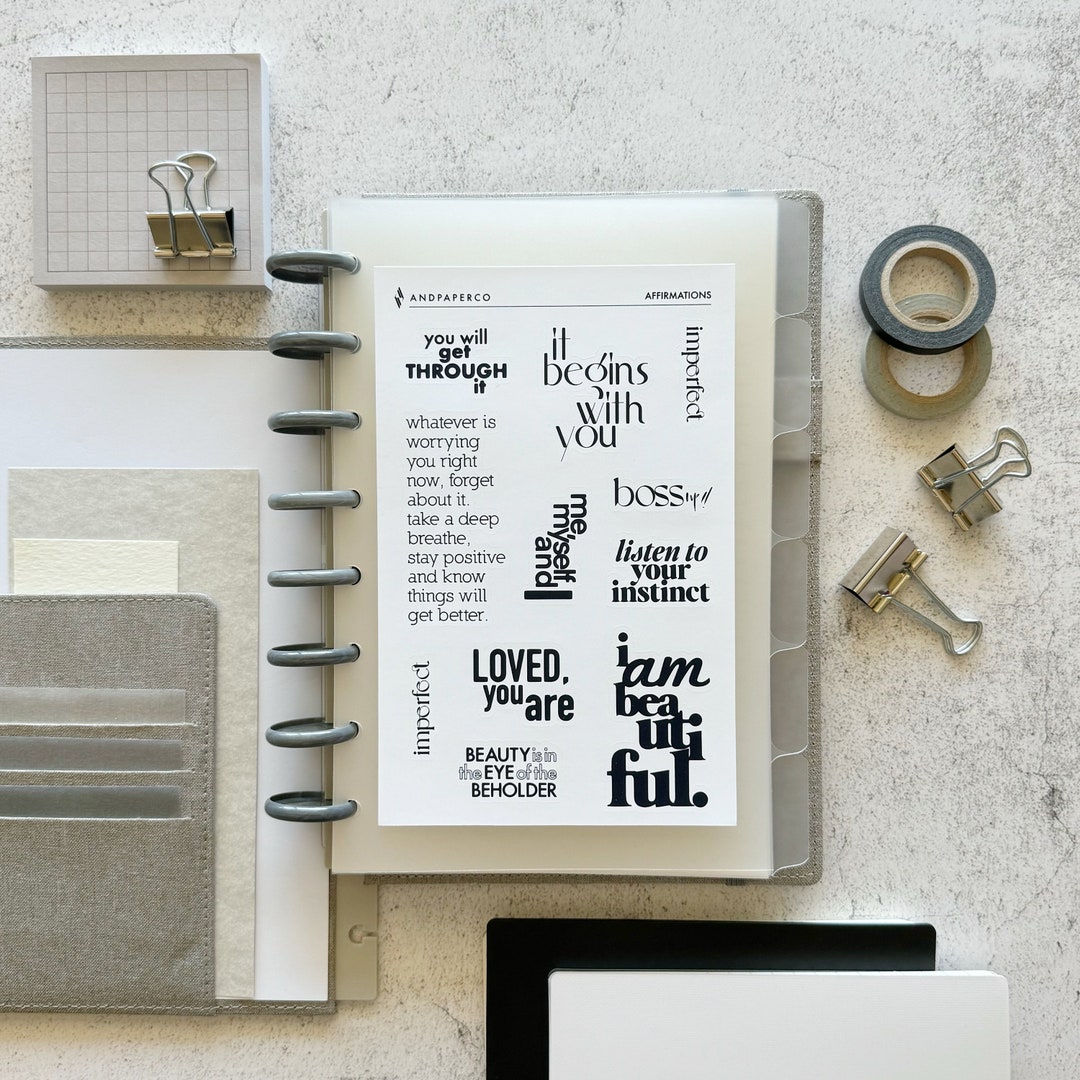 Minimal Transparent Matte Affirmation Stickers || Motivational Quote ...