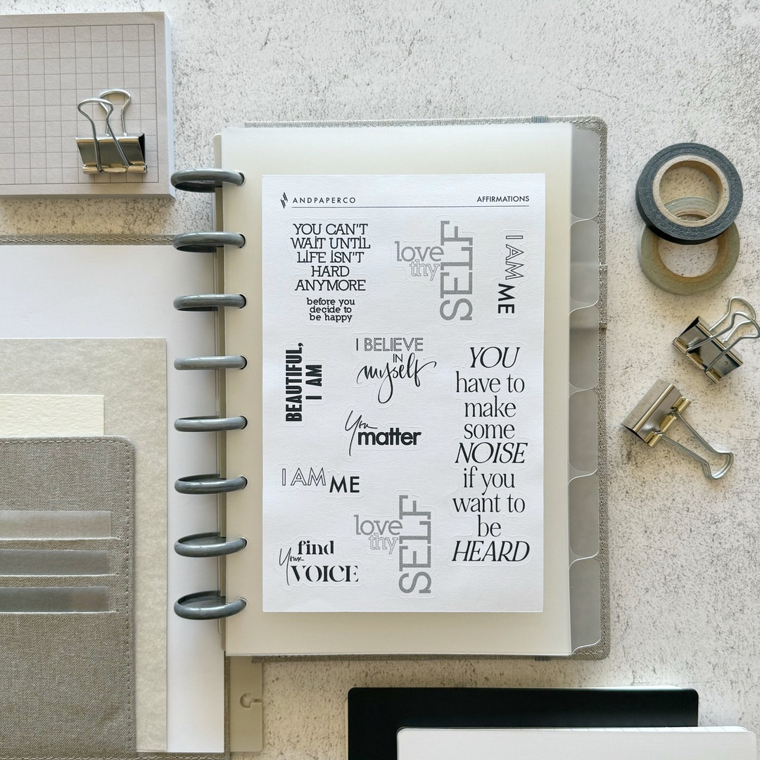 Minimal Transparent Matte Affirmation Stickers || Motivational Quote ...