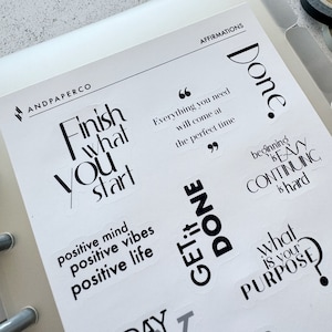 Minimal Transparent Matte Affirmation Stickers || Motivational Quote ...