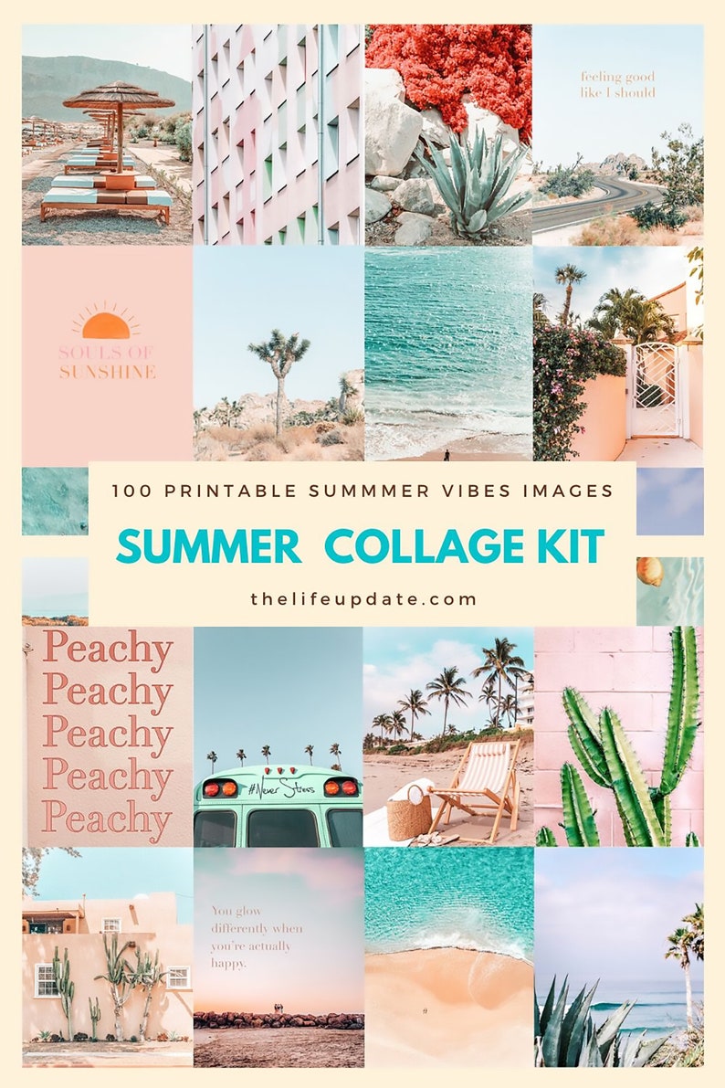 Collage Kit Summer 100 PRINTABLE Beach Summer Wall Collage | Etsy