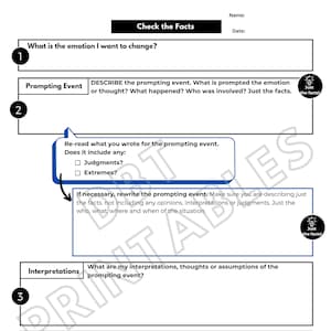 Check the Facts Worksheet | CBT and DBT Therapy Printable Worksheet - Etsy