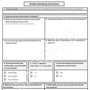 Understanding Emotions Printable DBT Worksheets | Emotion Regulation ...
