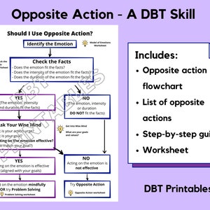 DBT Opposite Action Worksheets | Printable Emotion Regulation Skill ...