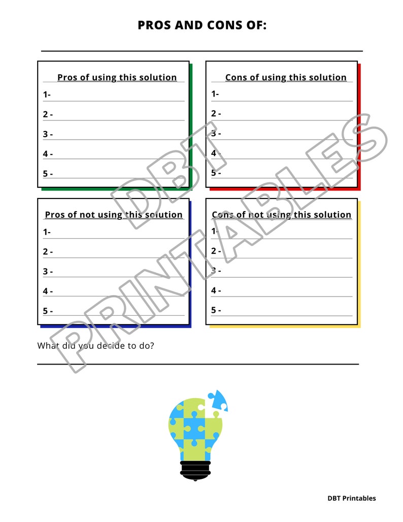 Dbt Problem Solving Worksheet