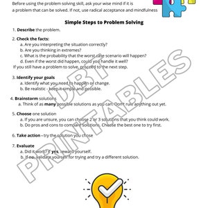 DBT Problem Solving Worksheet | Coping Skill for Stressful Situations ...