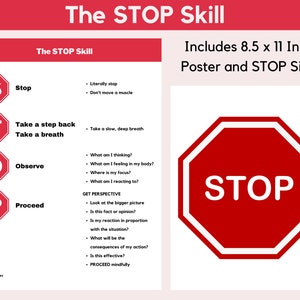 STOP Skill Printable Poster | Coping Skill | Mental Health Anxiety ...