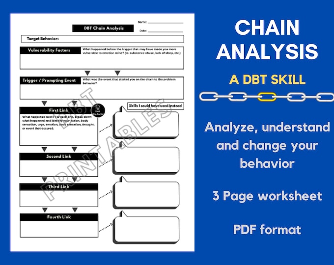 DBT Chain Analysis Worksheet Mindfulness Coping Skill - Etsy Israel