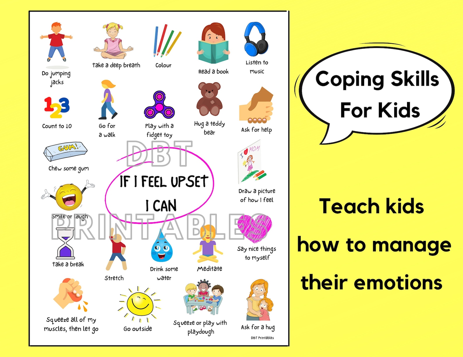 Coping Skills for Kids Printable Poster | ADHD, Autism, Mental Health ...