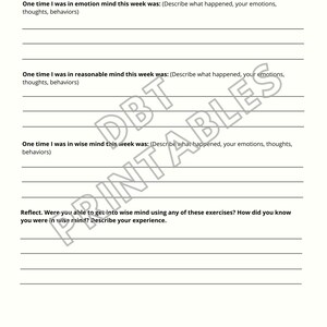 Wise Mind Worksheet and Handout | DBT Mindfulness Exercises Handout - Etsy