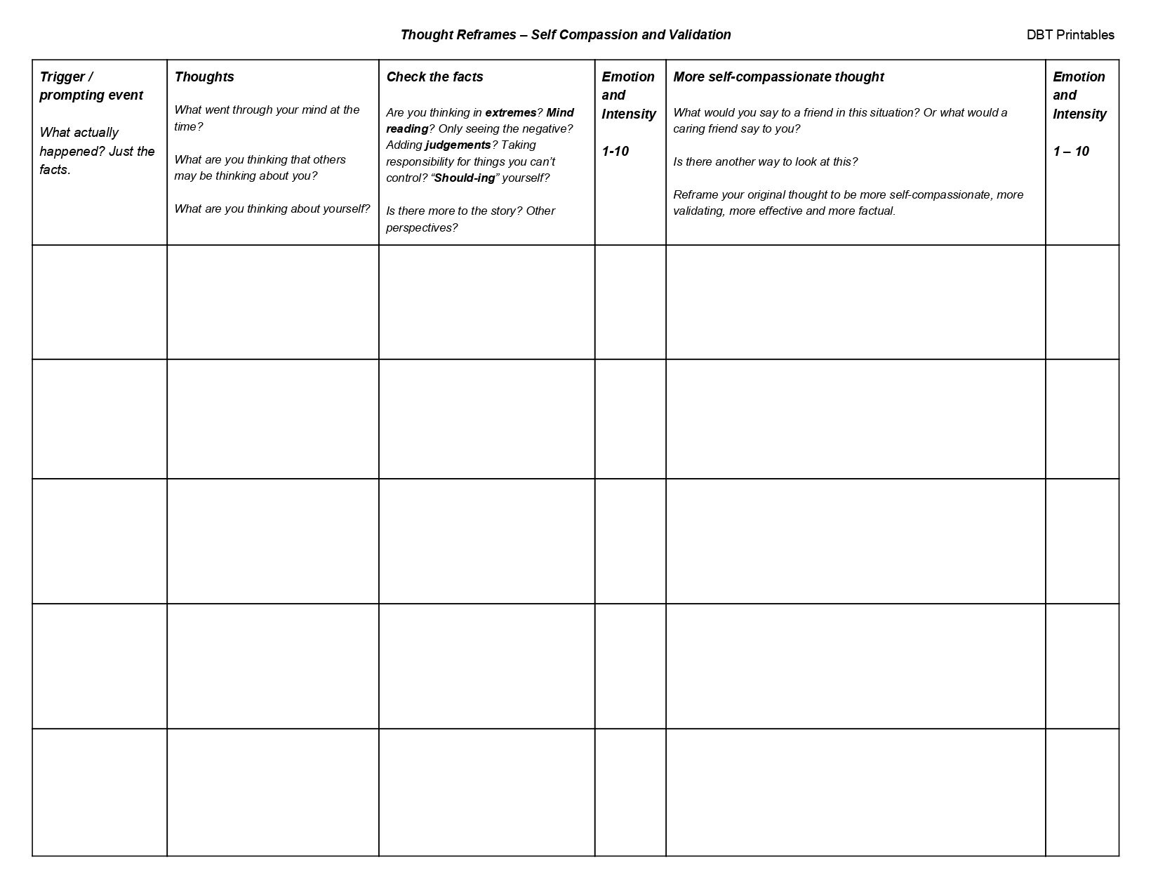 DBT Guide to Self Compassion - Etsy
