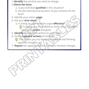 DBT Opposite Action Worksheets | Printable Emotion Regulation Skill ...