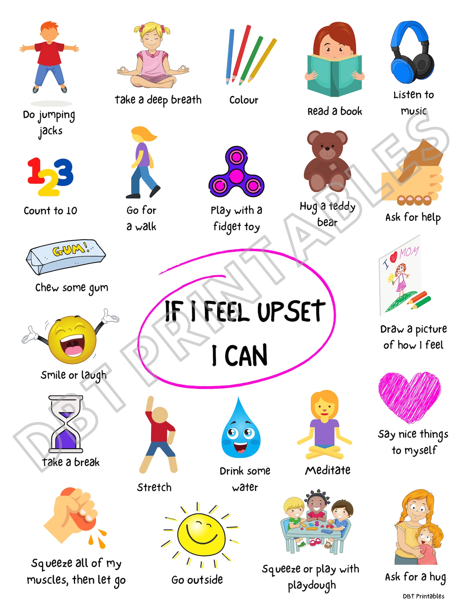 Coping Skills for Kids Printable Poster | ADHD, Autism, Mental Health ...