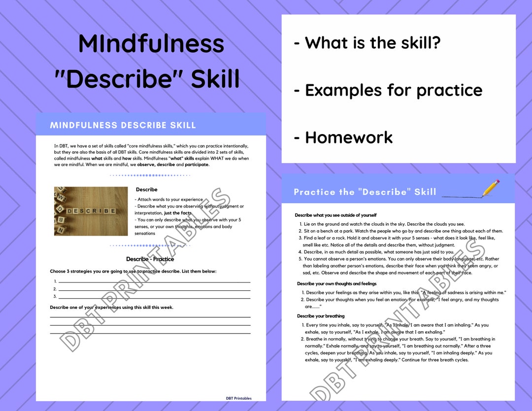 DBT Describe Skill Printable - Etsy