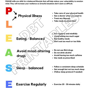 PLEASE Skills DBT Poster and Tracker, Sleep Hygiene Handout - Etsy