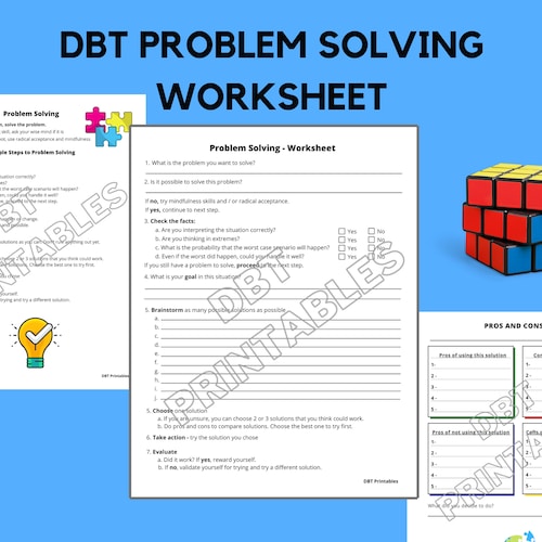 DBT Problem Solving Worksheet Coping Skill for Stressful - Etsy