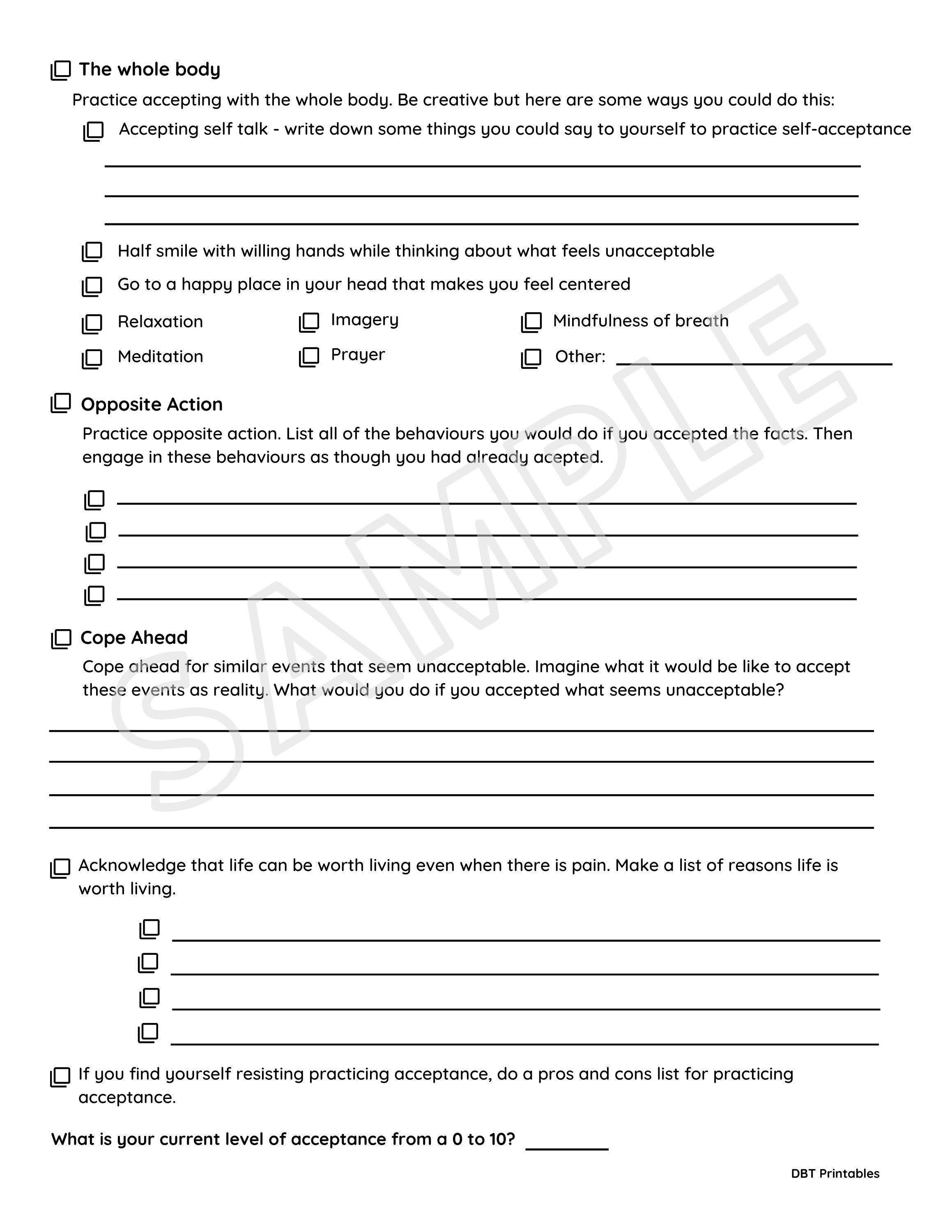Radical Acceptance Worksheet - Etsy