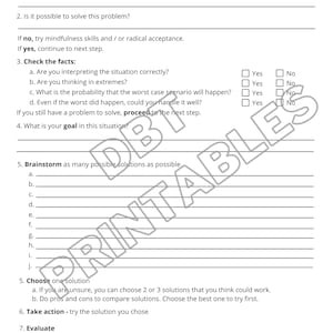 DBT Problem Solving Worksheet | Coping Skill for Stressful Situations ...