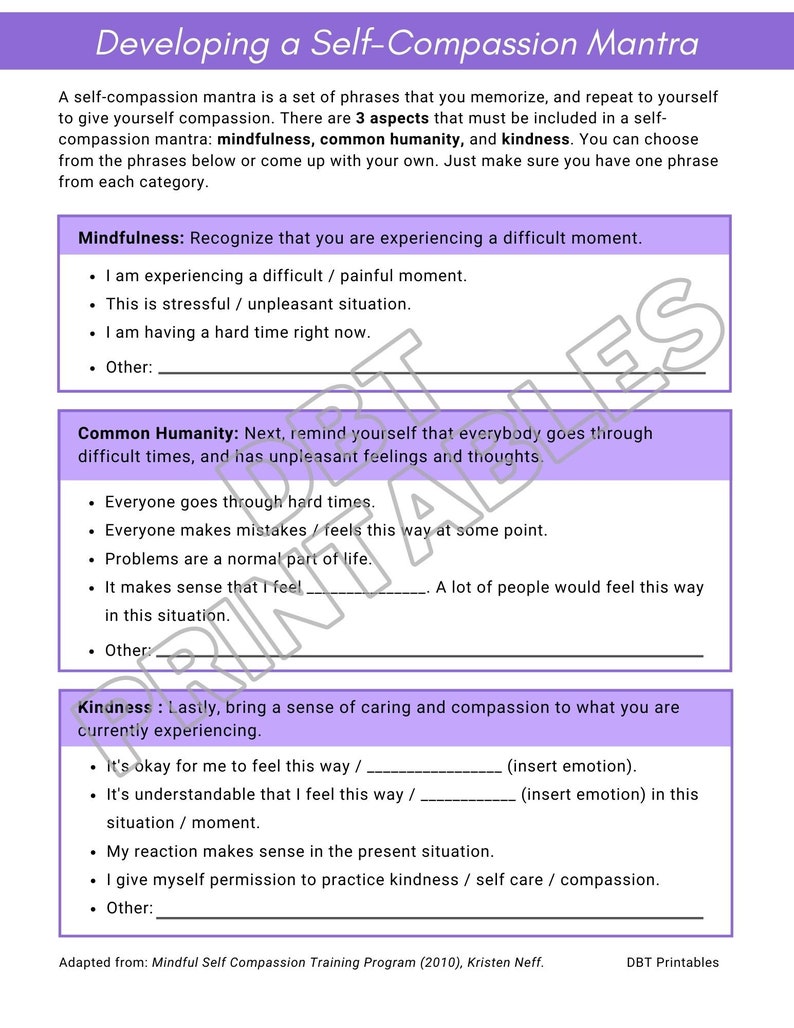 DBT Guide to Self Compassion | Etsy Canada