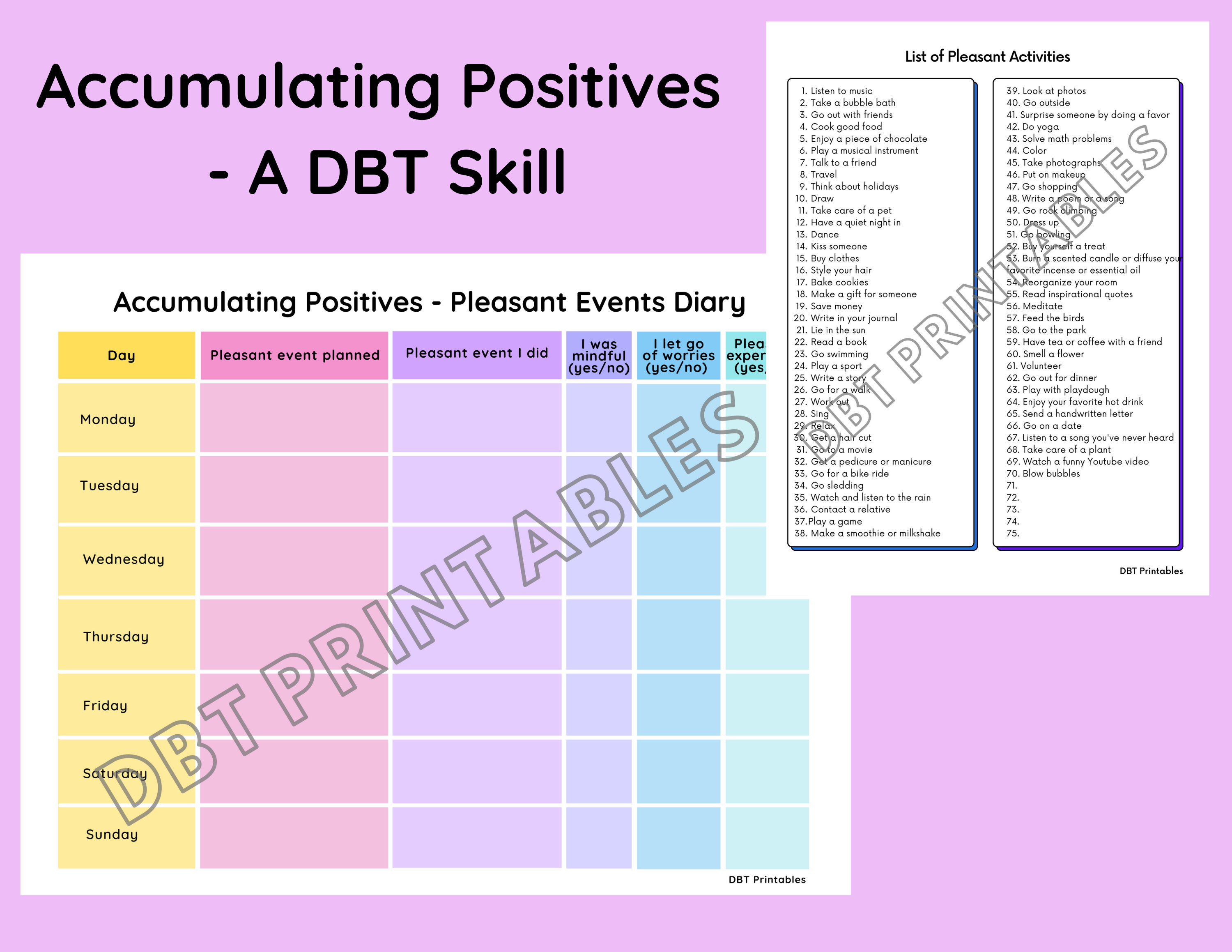 Accumulating Positives DBT Worksheet and Handout | Coping Skill for ...