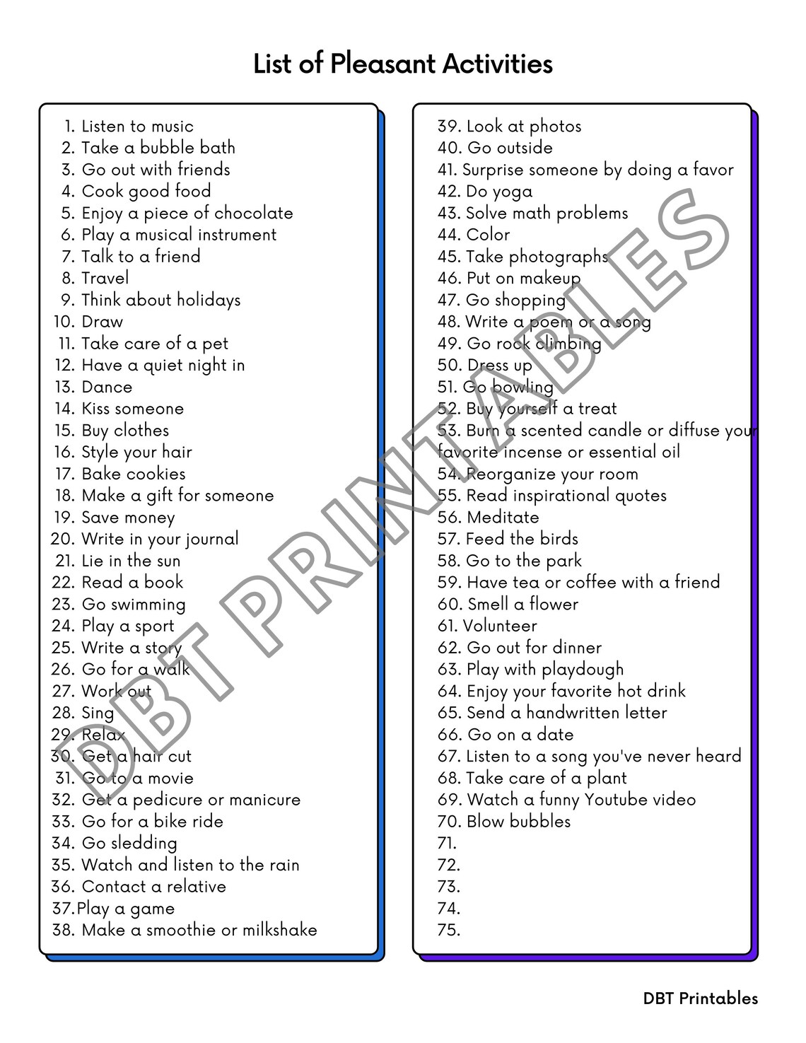 Accumulating Positives DBT Worksheet and Handout | Coping Skill for ...