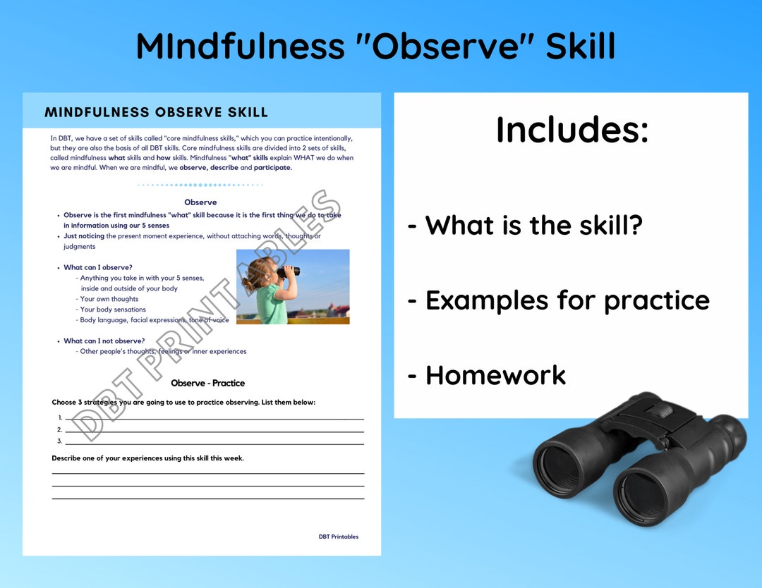 Mindfulness Observe Skill Printable - Etsy
