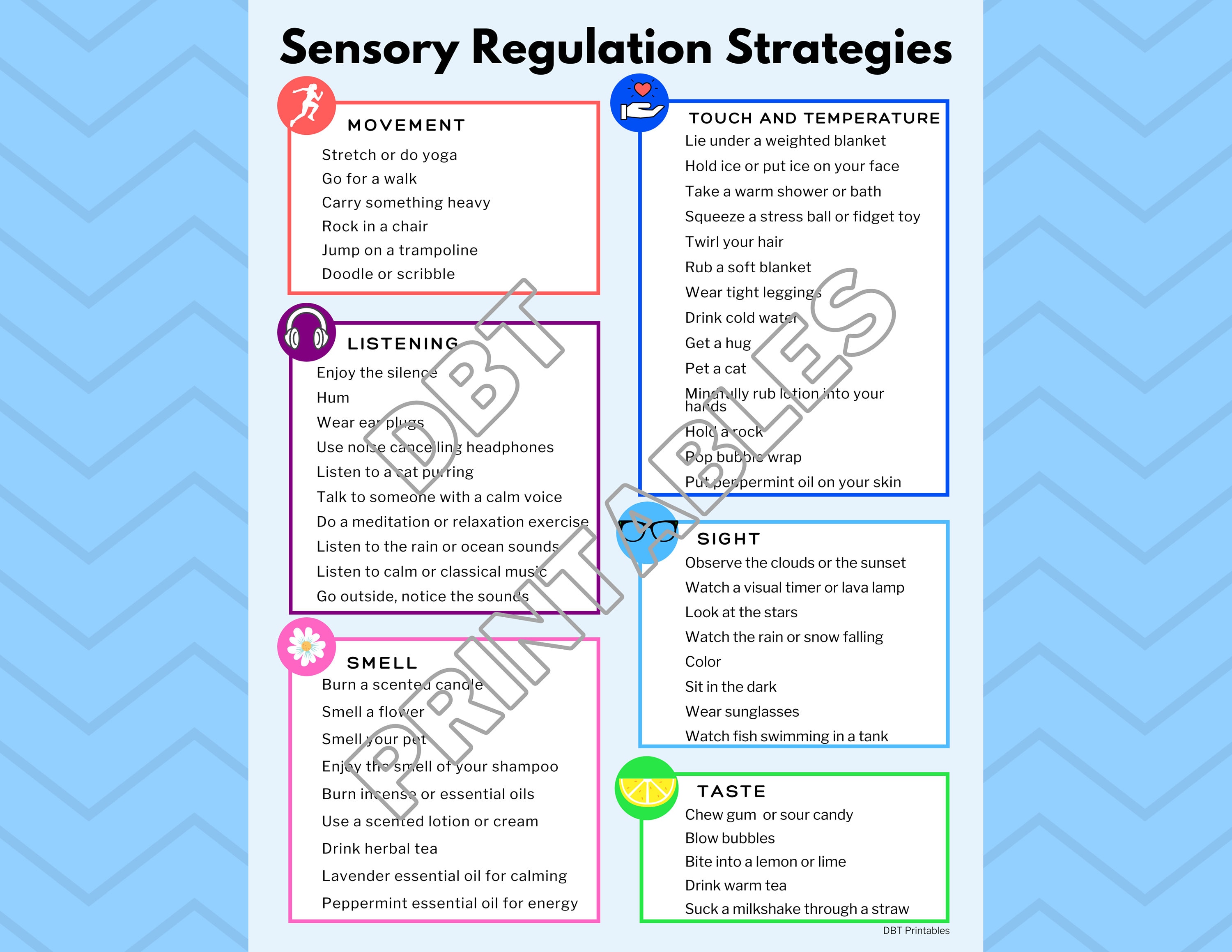 Printable Sensory Regulation Strategies Printable Poster - Etsy