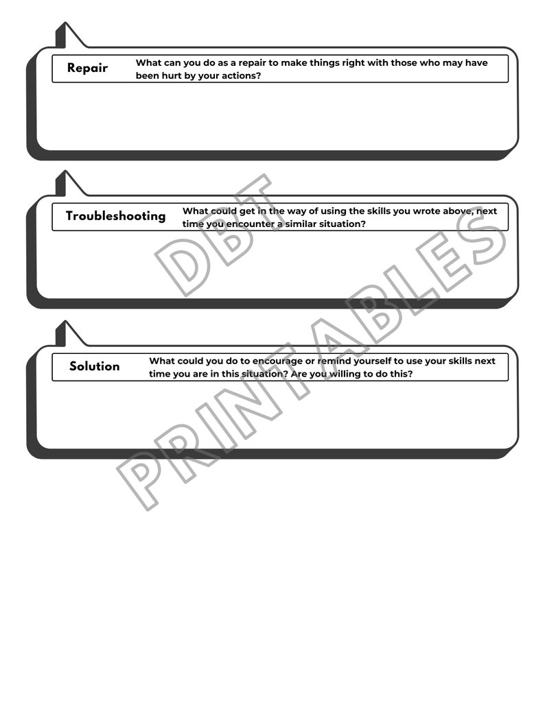 DBT Chain Analysis Worksheet | Mindfulness Coping Skill - Etsy