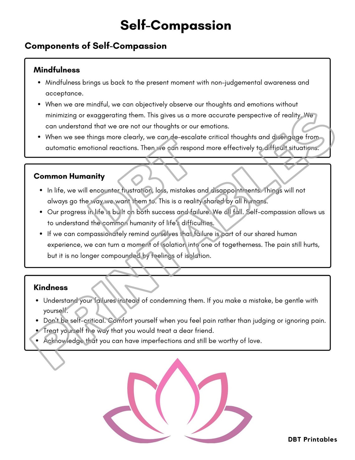 DBT Guide to Self Compassion - Etsy Canada