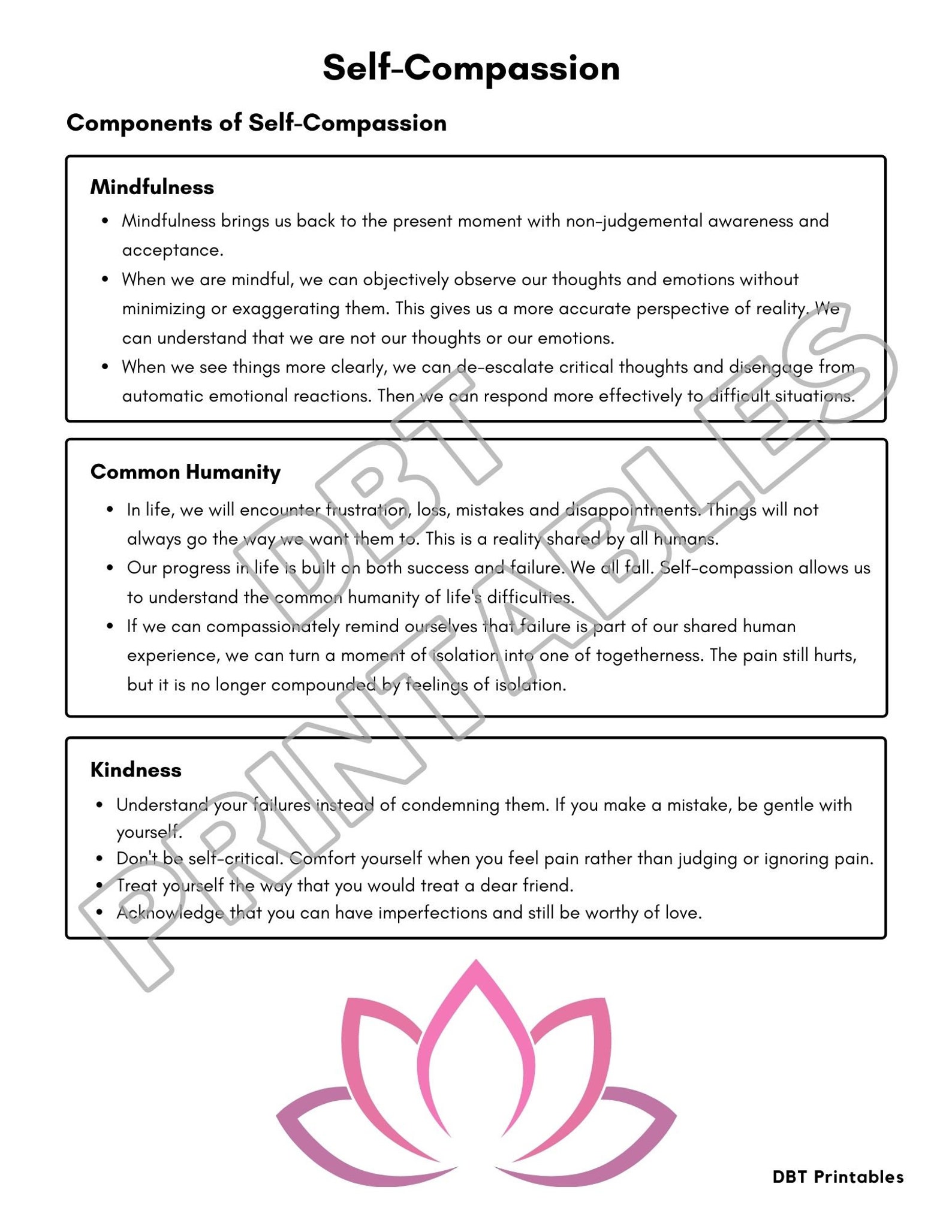 DBT Guide to Self Compassion - Etsy Canada