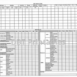 DBT Diary Card | Printable BPD Skills Tracker | Dialectical Behavior ...