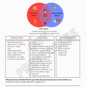 Wise Mind Worksheet and Handout | DBT Mindfulness Exercises Handout ...