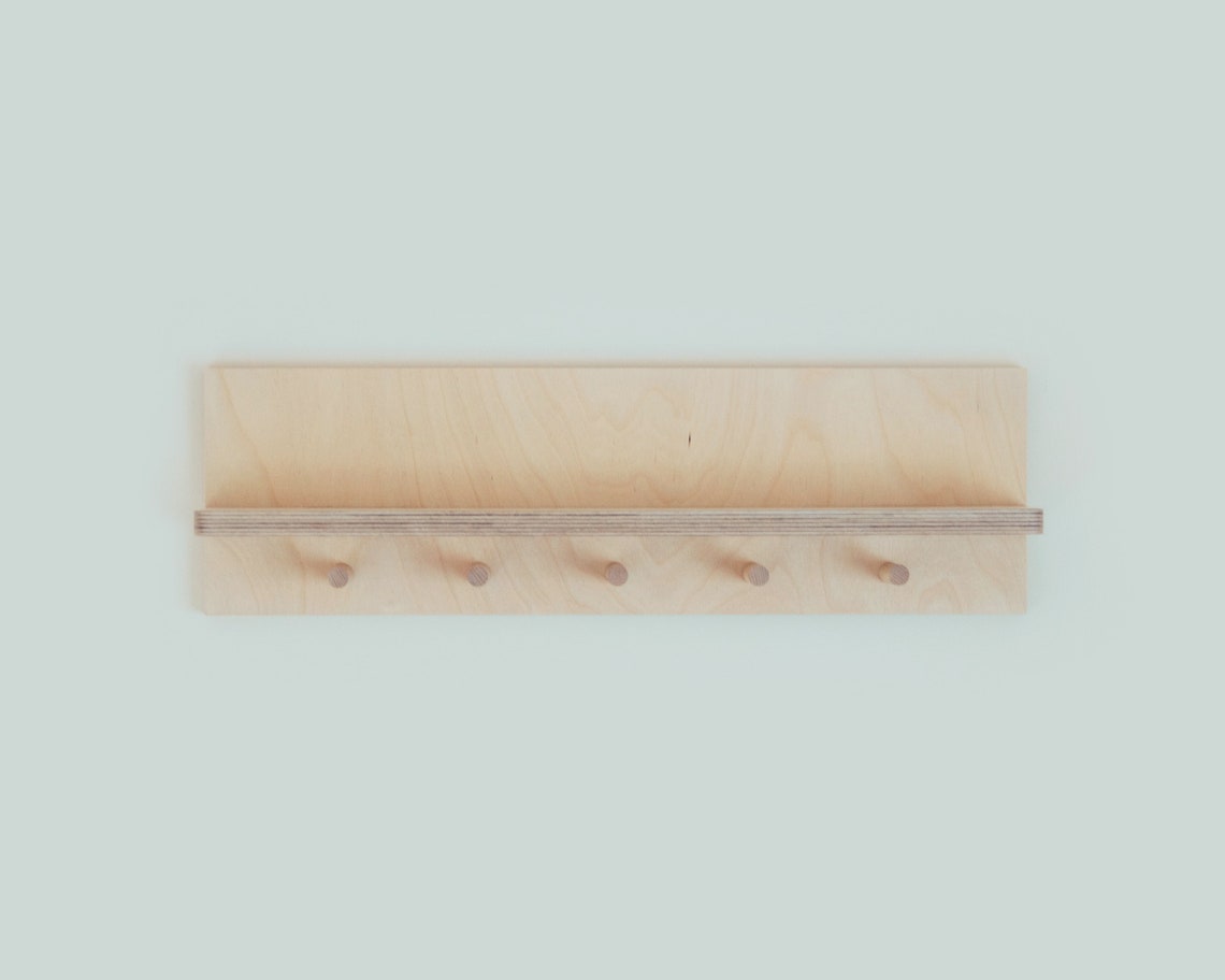 Birch Plywood Hallway Organiser Shelf, Scandinavian Style Coat Rack ...