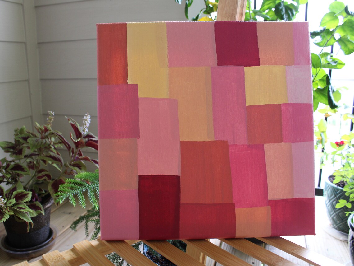 12 X 12 Canvas Abstract Modern Hand Painted Art Ready to Hang Painting ...