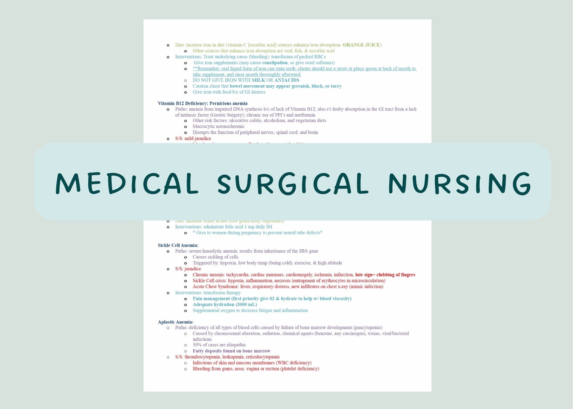 Med Surg Nursing Study Guide for Student Nurse - Etsy