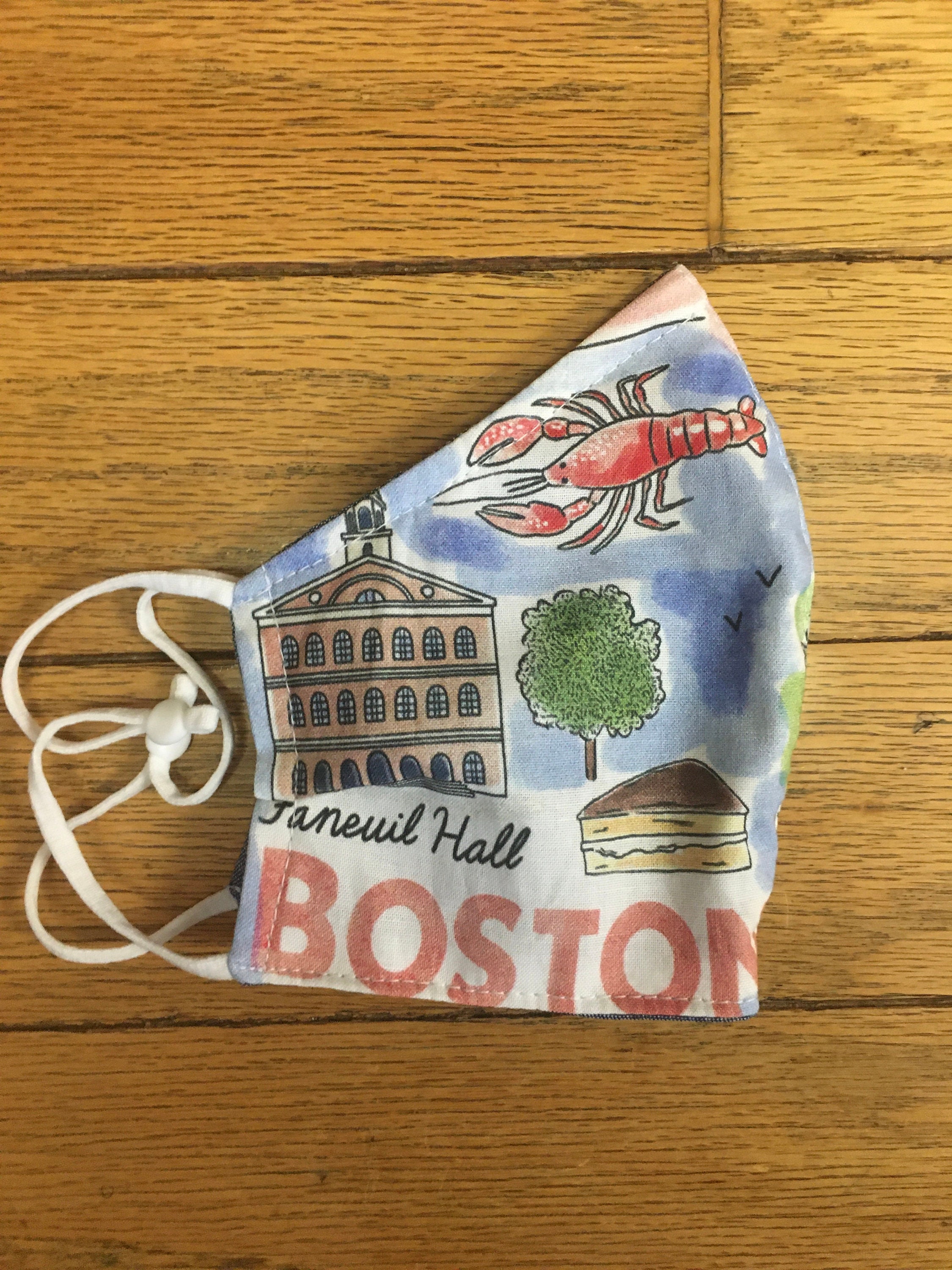 Boston Face Mask, Scenic Map, Cotton, Reversible, Breathable ...
